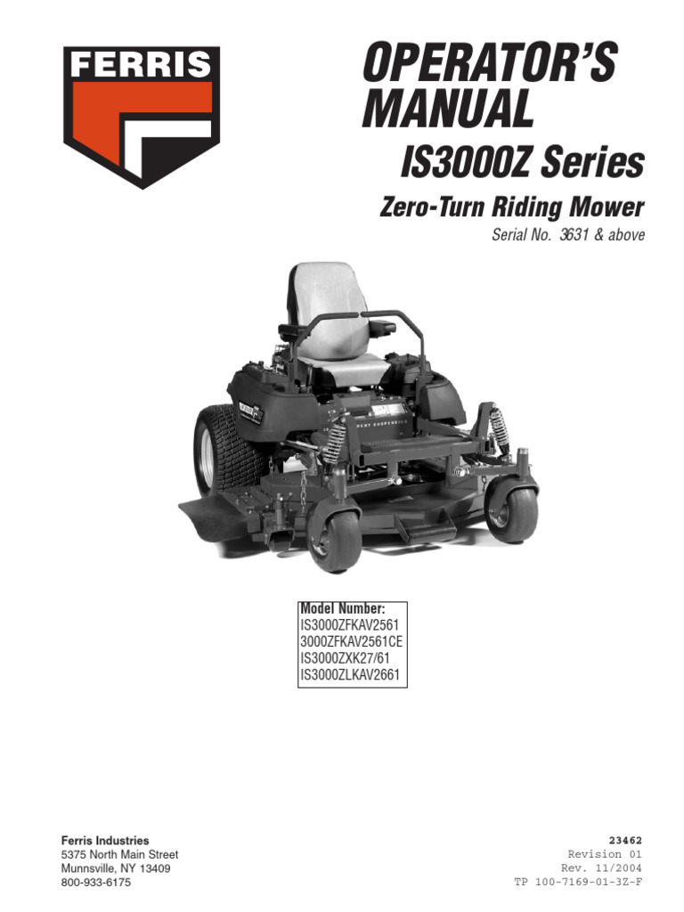 Ferris IS3000ZF Serial 2631above | PDF