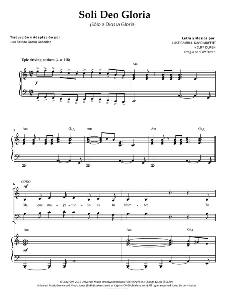 Partitura Soli Deo Gloria | PDF