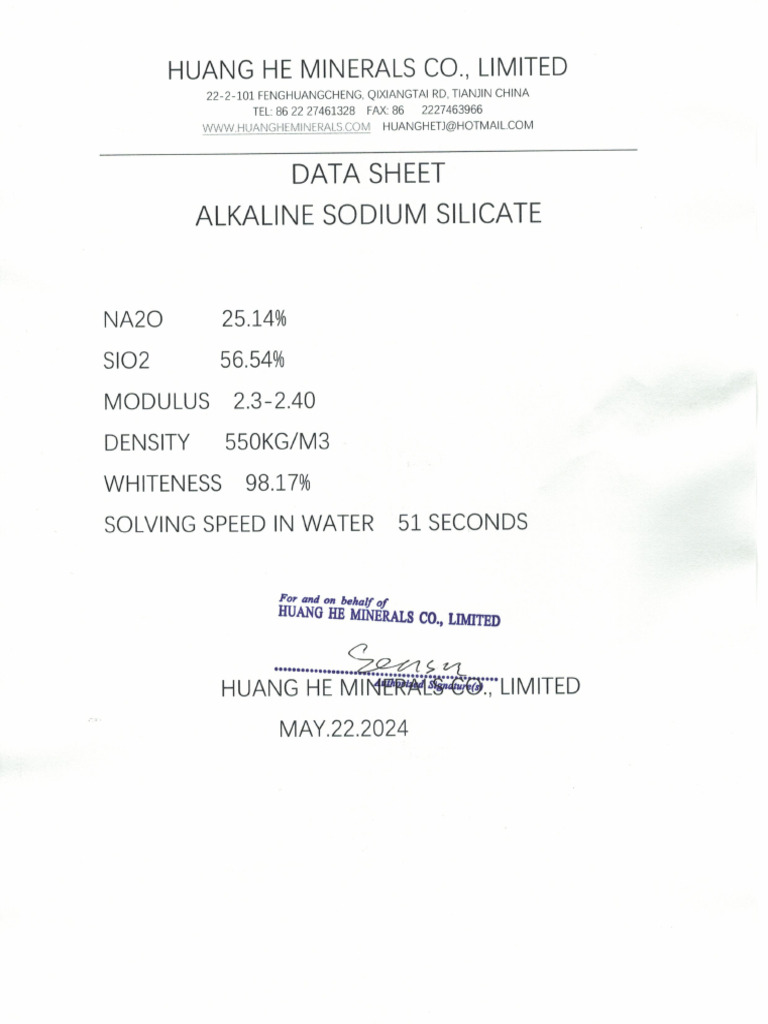 Data Sheet Alkaline Sodium Silicate | PDF