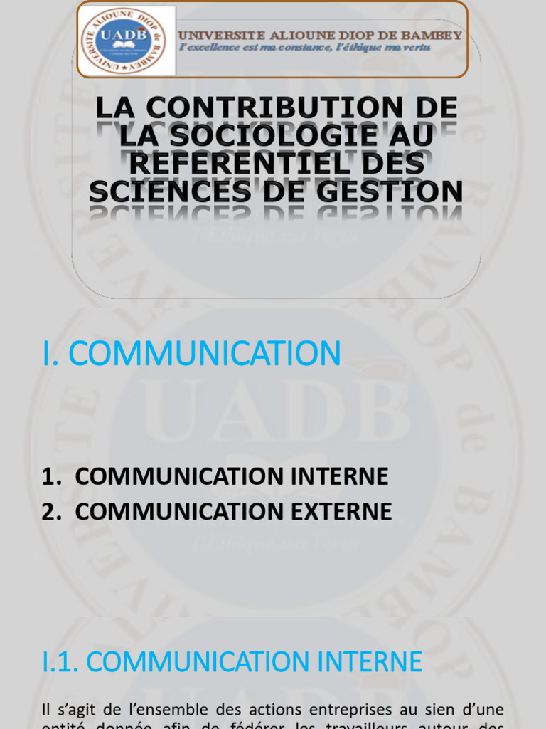 Chapitre 2 La Contribution de La Sociologie Au Referentiel Des Sciences ...
