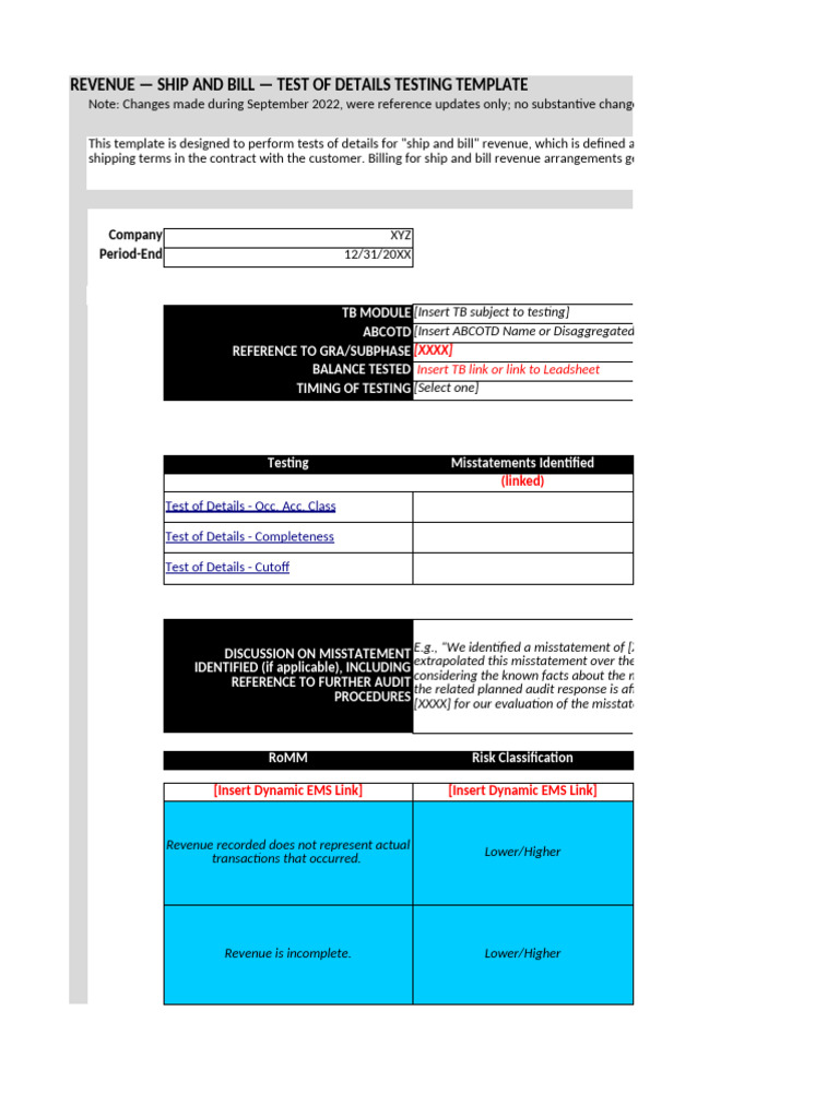Revenue Ship and Bill Test of Details Testing Template | PDF