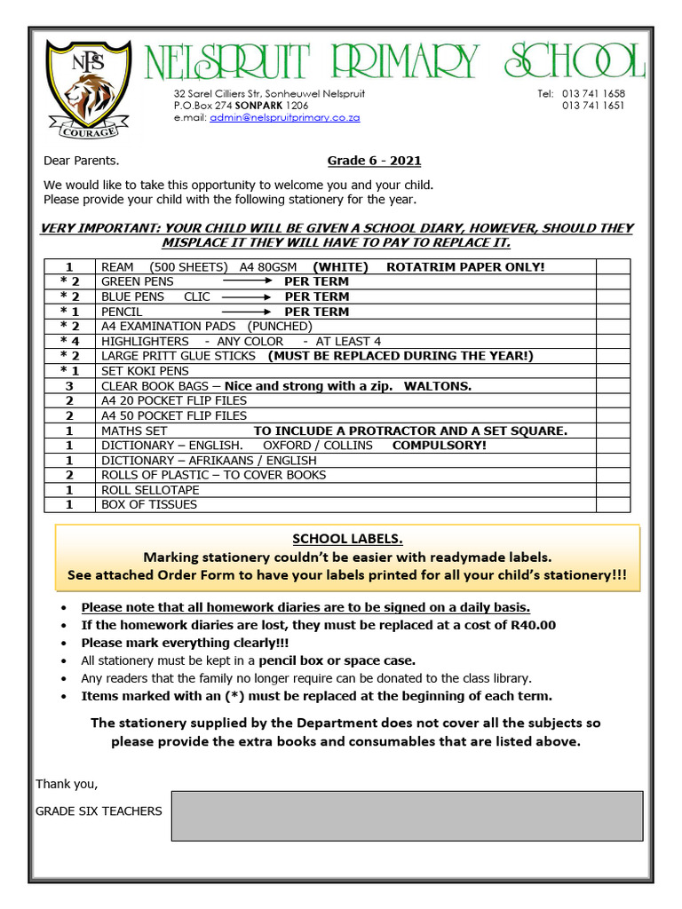 Grd-6-Stationery | PDF