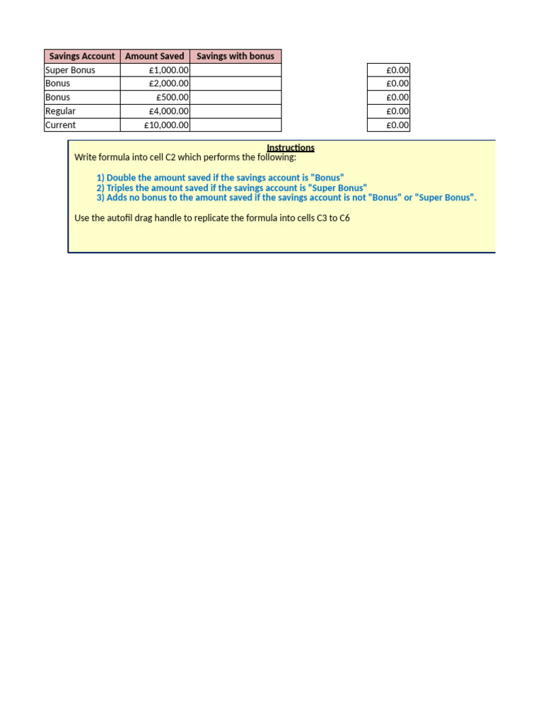 Nested If Function Practice Tasks | PDF