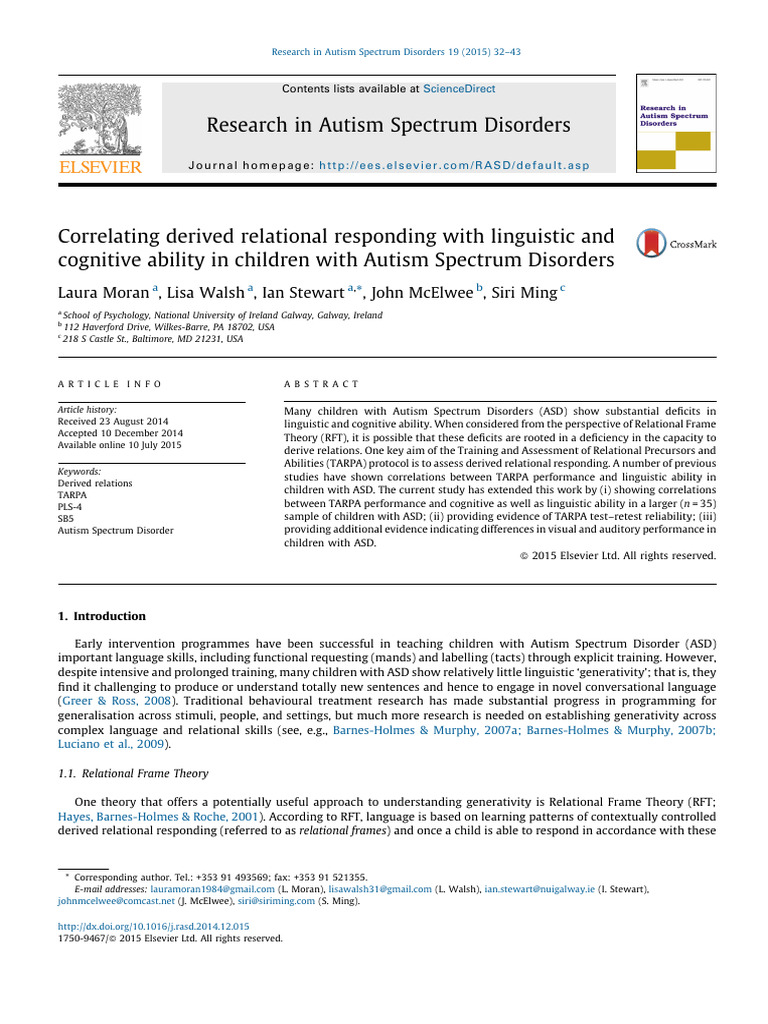 Moran 2015 Research in Autism Spectrum Disorders | PDF