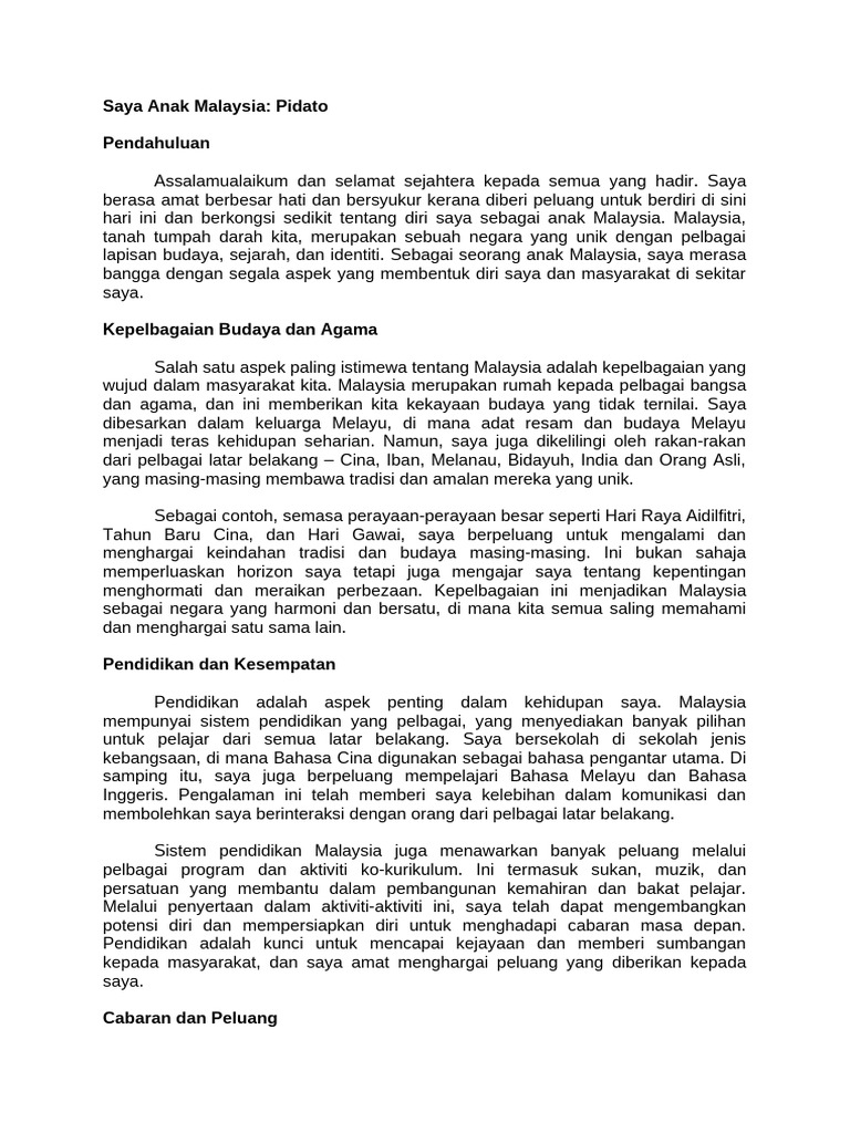 Saya Anak Malaysia | PDF