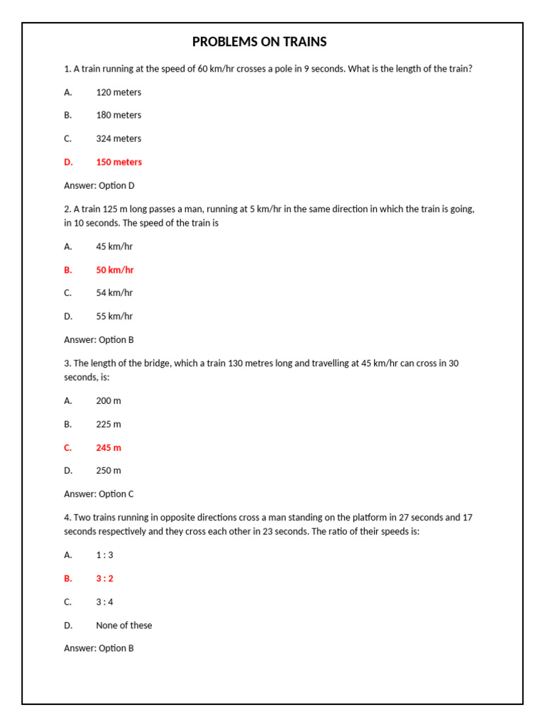 Problems On Train | PDF