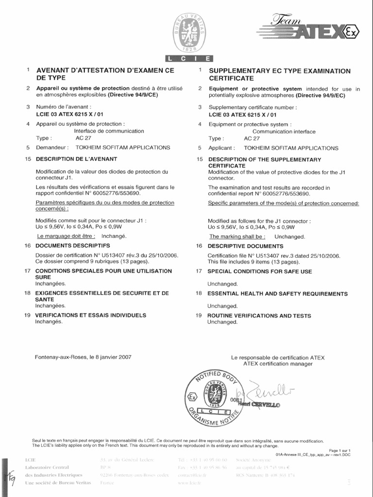 Ac-27-C002 - 03 Atex 6215 X 01-Gb-Rev1 | PDF