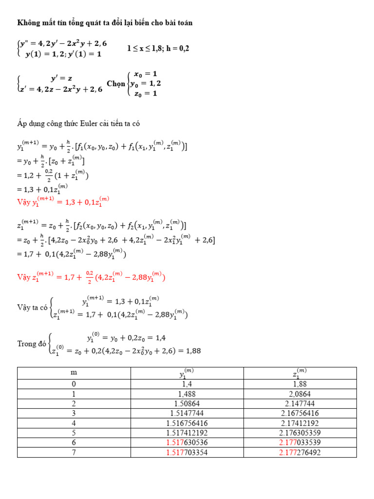 Không mất tín tổng quát ta đổi lại biến cho bài toán 1 ≤ x ≤ 1,8; h = 0,2 | PDF
