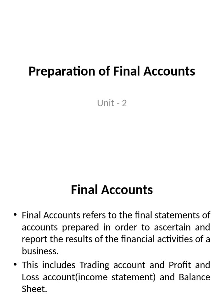 Final Accounts | PDF