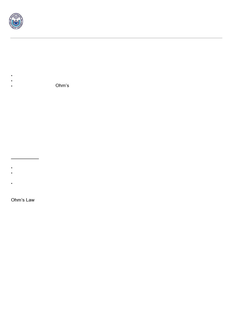 Eee 141 Lab 1 Ohm's Law | PDF