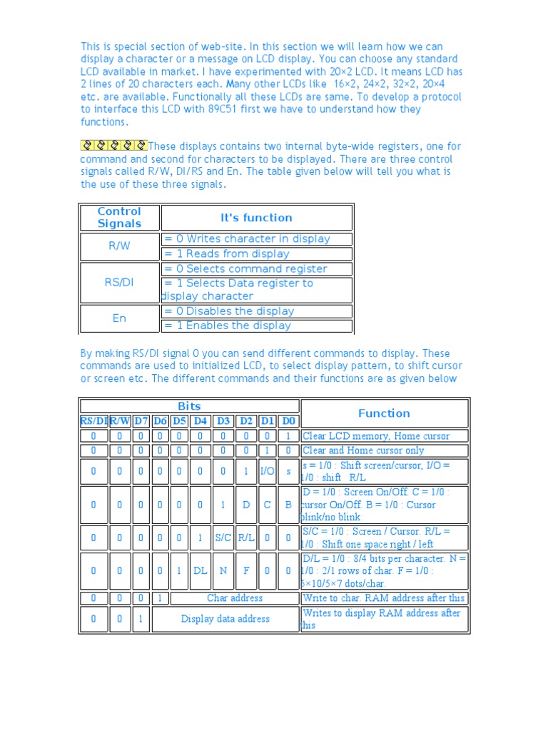 Interfacing an LCD Display with an 8051 Microcontroller: Sending ...