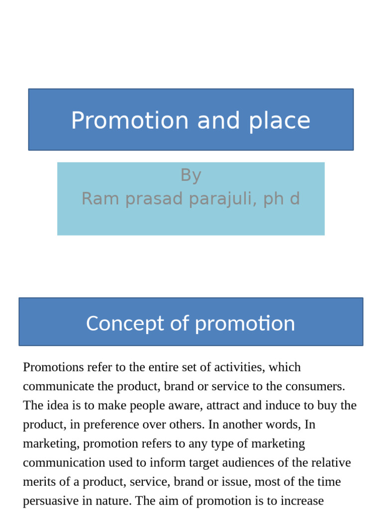 Marketing Mix Promotion and Place | PDF
