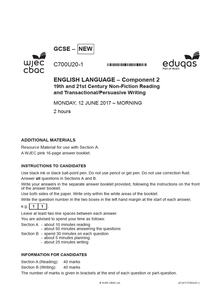 Gcse - New: 19th and 21st Century Non-Fiction Reading and Transactional ...