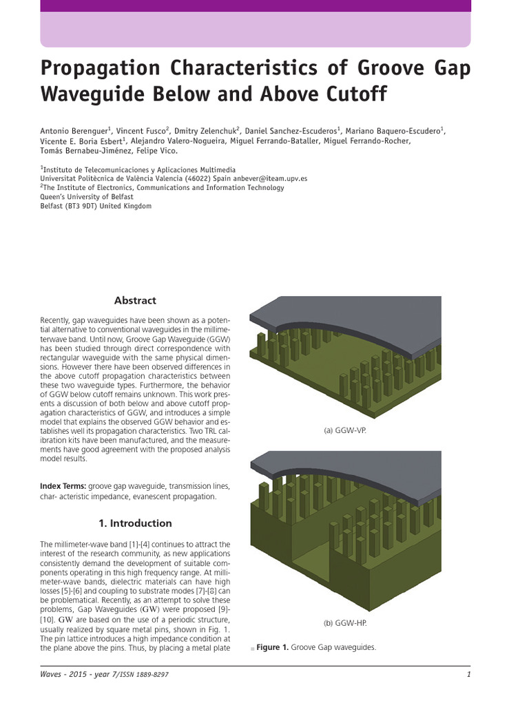 Propagation Characteristics of Groove Gap Waveguide Below and Above ...