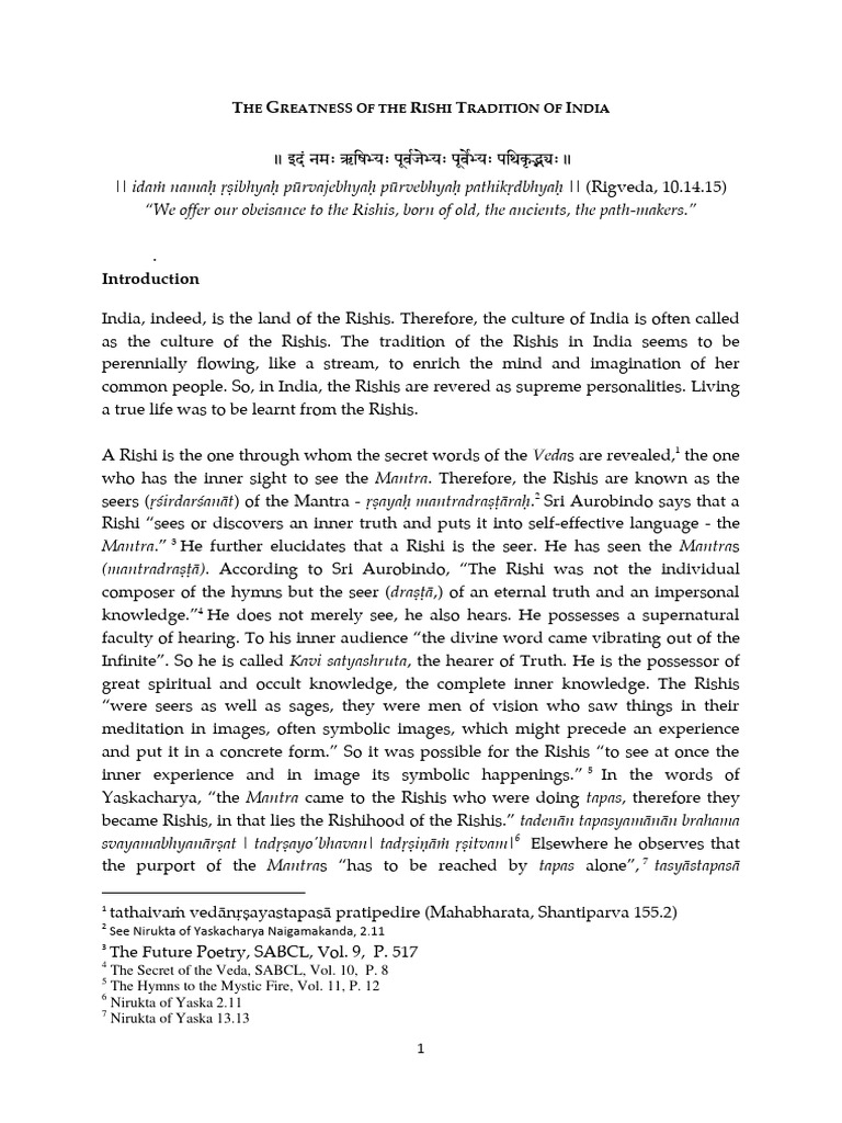 Mishra, Sampadananda (2016) - 'The Greatness of The Rishi Tradition of India' | PDF