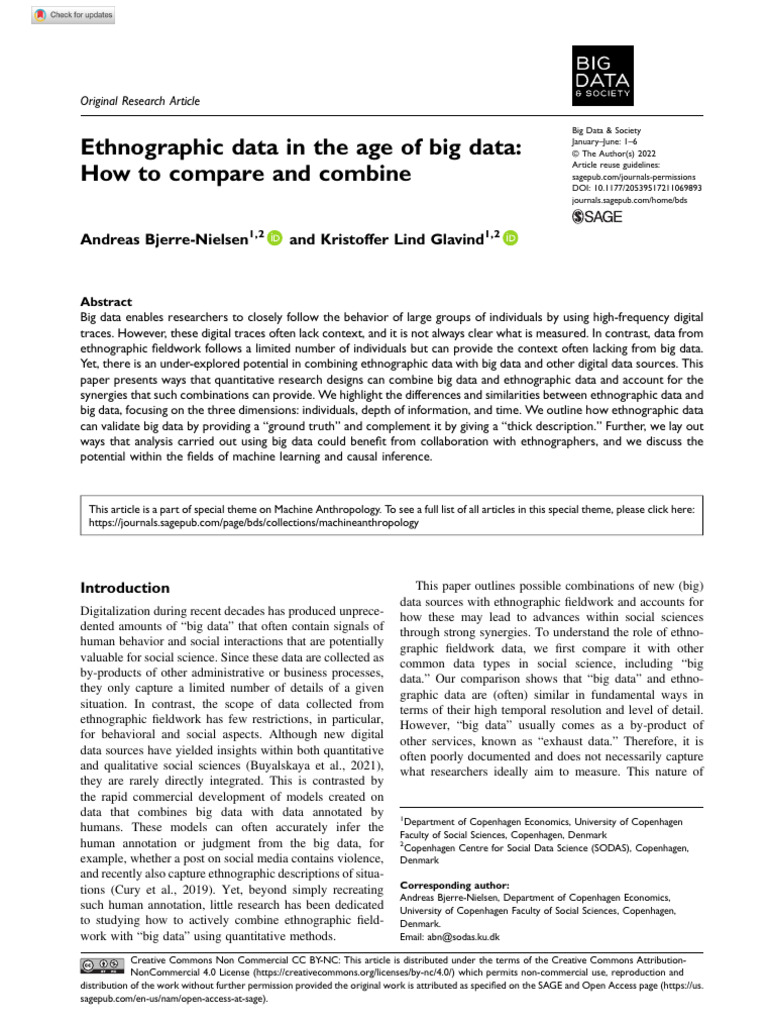 Combining Big Data and Ethnography | PDF | Data | Social Science