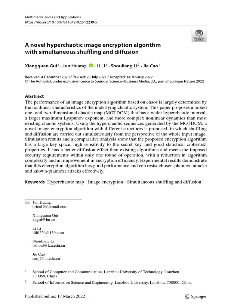 2022 A Novel Hyperchaotic Image Encryption Algorithm With Simultaneous Shuffling And Diffusion