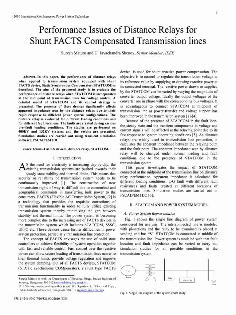 Performance Issues of Distance Relays For Shunt FACTS Compensated ...