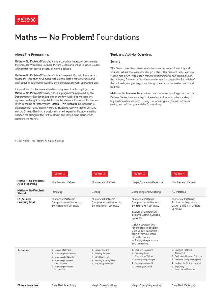 Foundation Stage Term 1 Overview | PDF