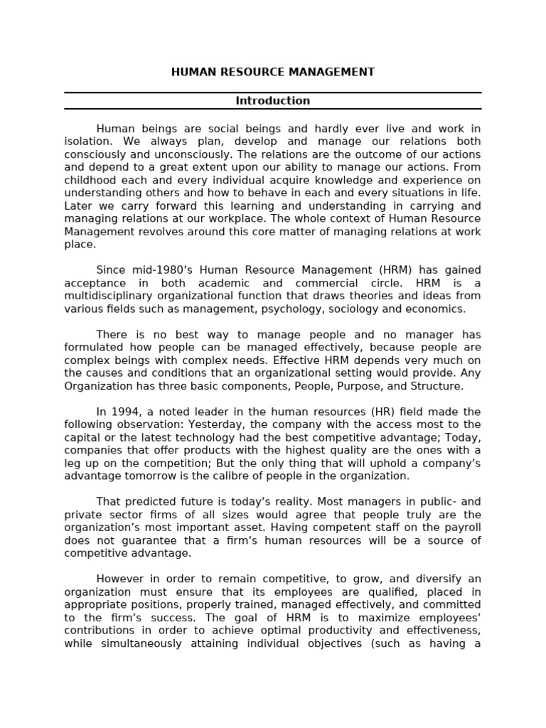 Human Resource Management Module | PDF | Human Resource Management ...