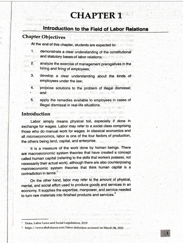 Labor Relations and Negotiation (Chapter 1) | PDF