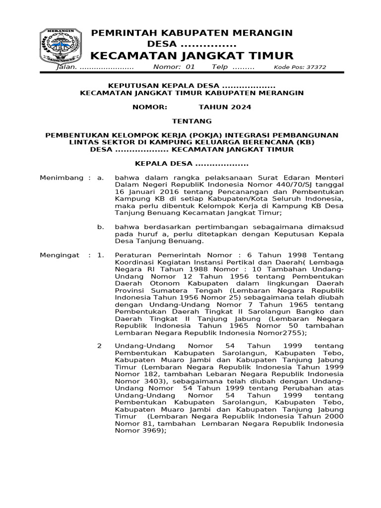 SK Pokja Kampung KB | PDF