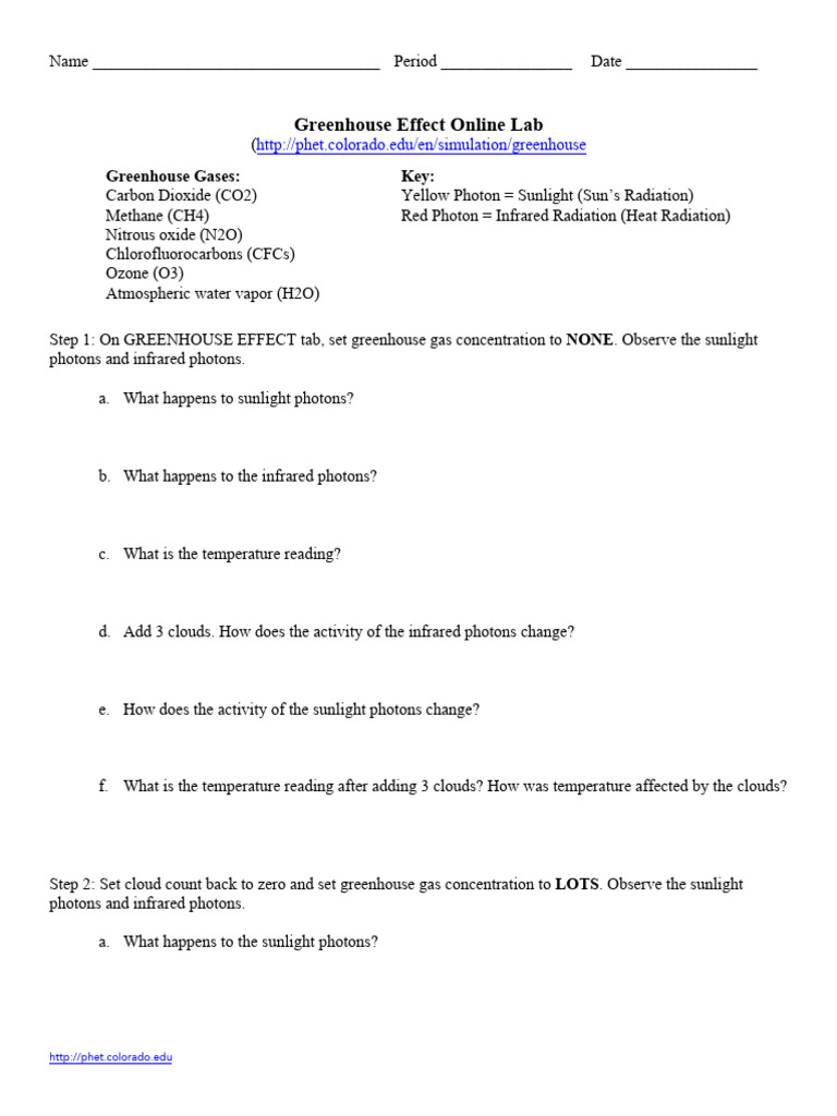 Phet Greenhouse Effect Ws | PDF