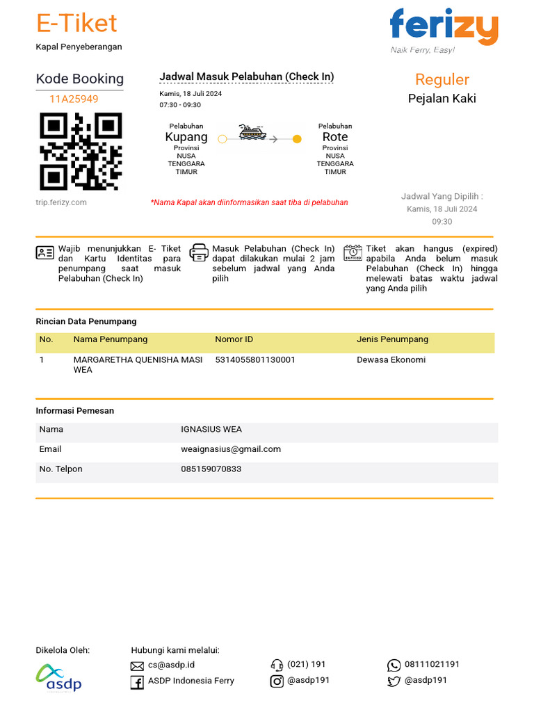 E-Ticket - MARGARETHA QUENISHA MASI WEA | PDF
