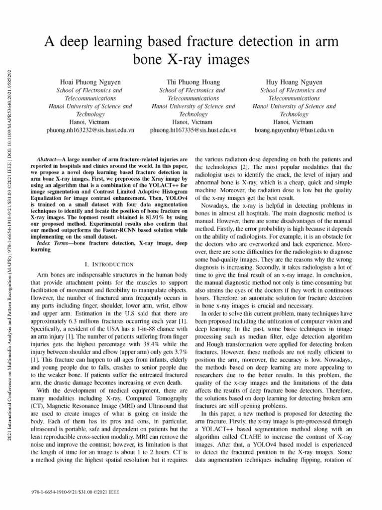 A Deep Learning Based Fracture Detection in Arm Bone X-Ray Images | PDF