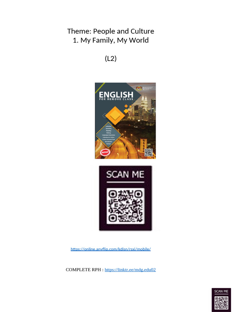 SAMPLE 2. My Family, My World | PDF | Lesson Plan | Cognition