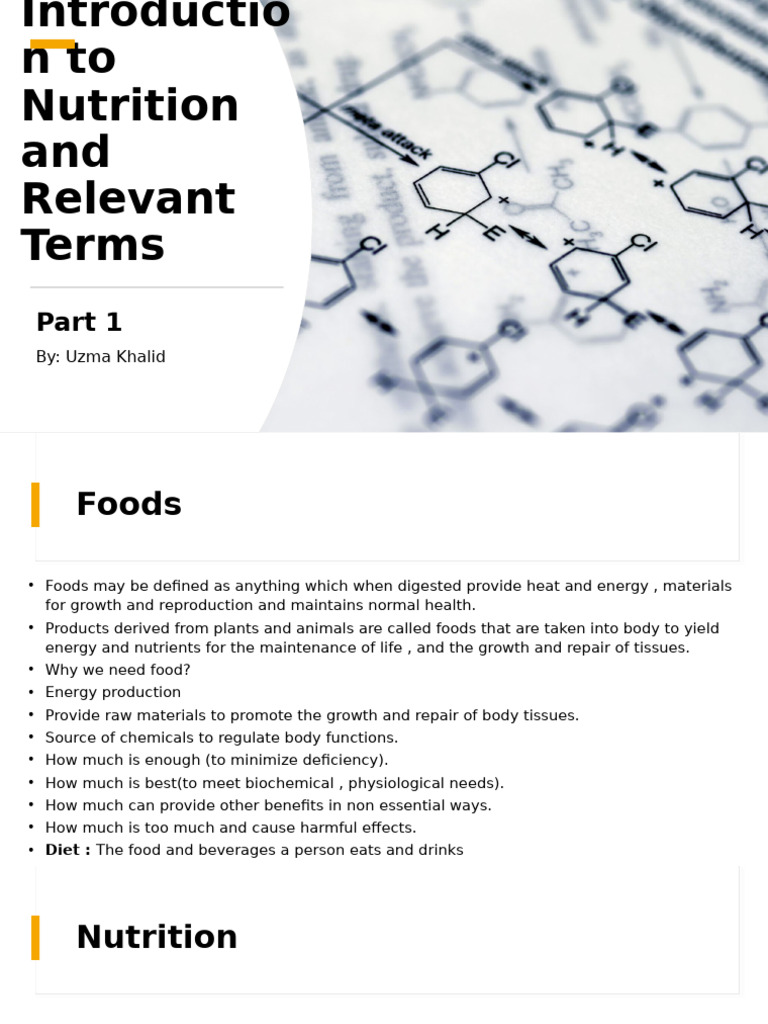 Introduction To Nutrition and Relevant Terms | PDF
