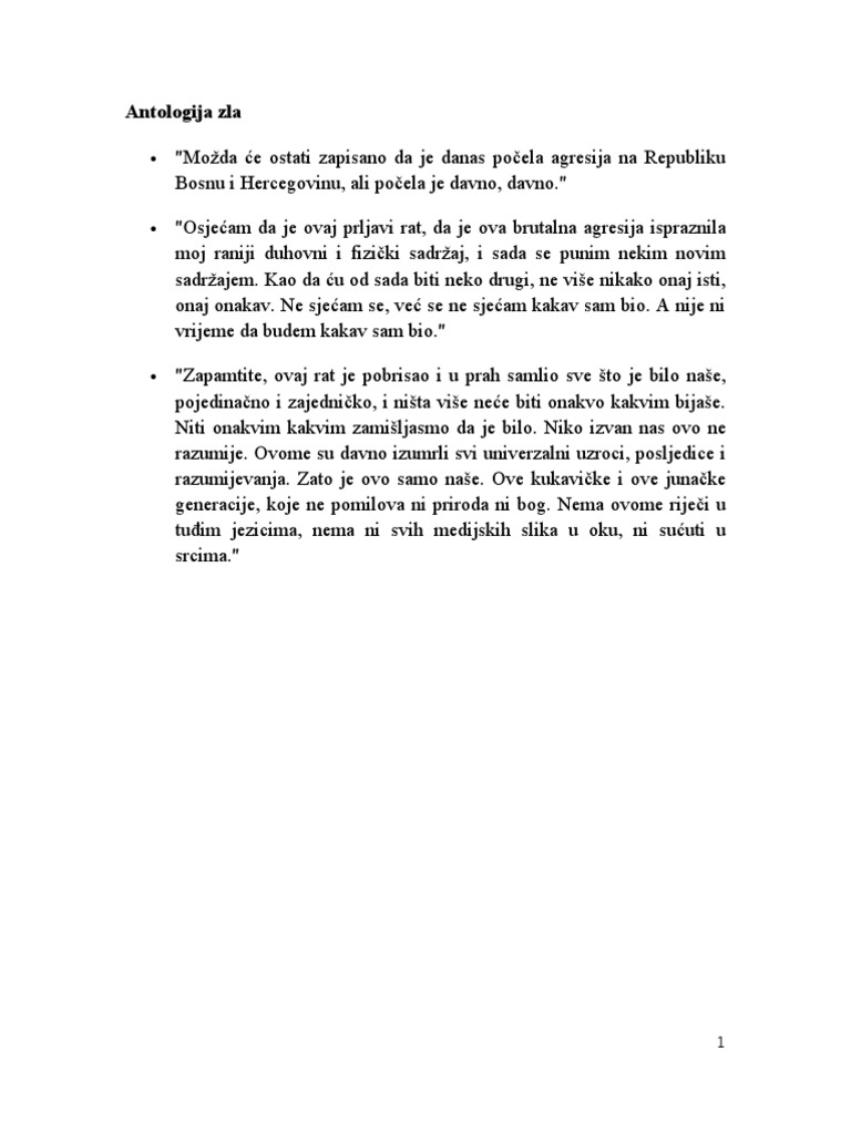 Alija Isakovic Antologija Zla | PDF