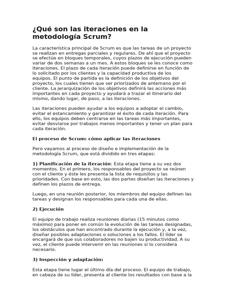 Qué Son Las Iteraciones en La Metodología Scrum | PDF