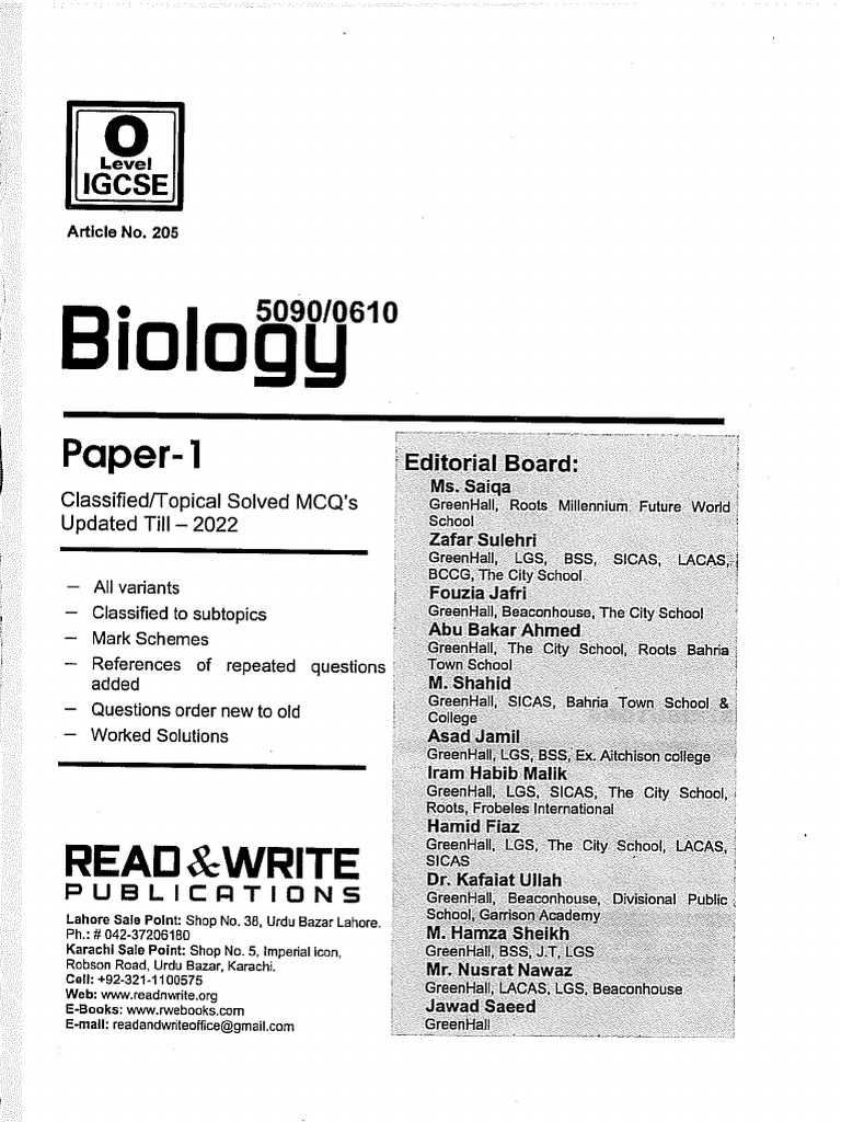 O Level Biology P1 Sample | PDF