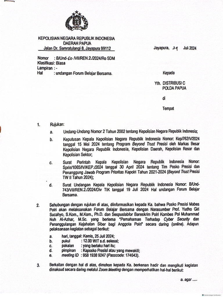 Surat Undangan Distribusi C Forum Belaja-2 | PDF
