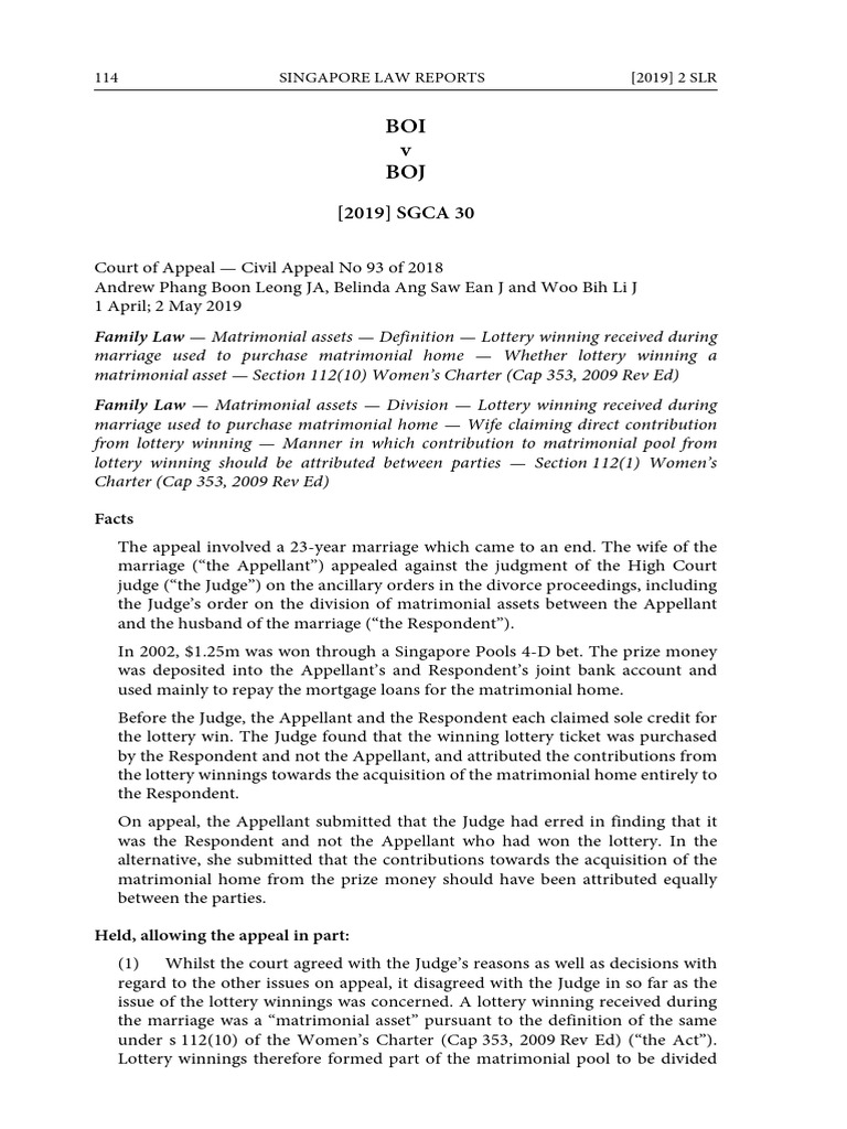 BOI V BOJ (2019) 2 SLR 0114 | PDF