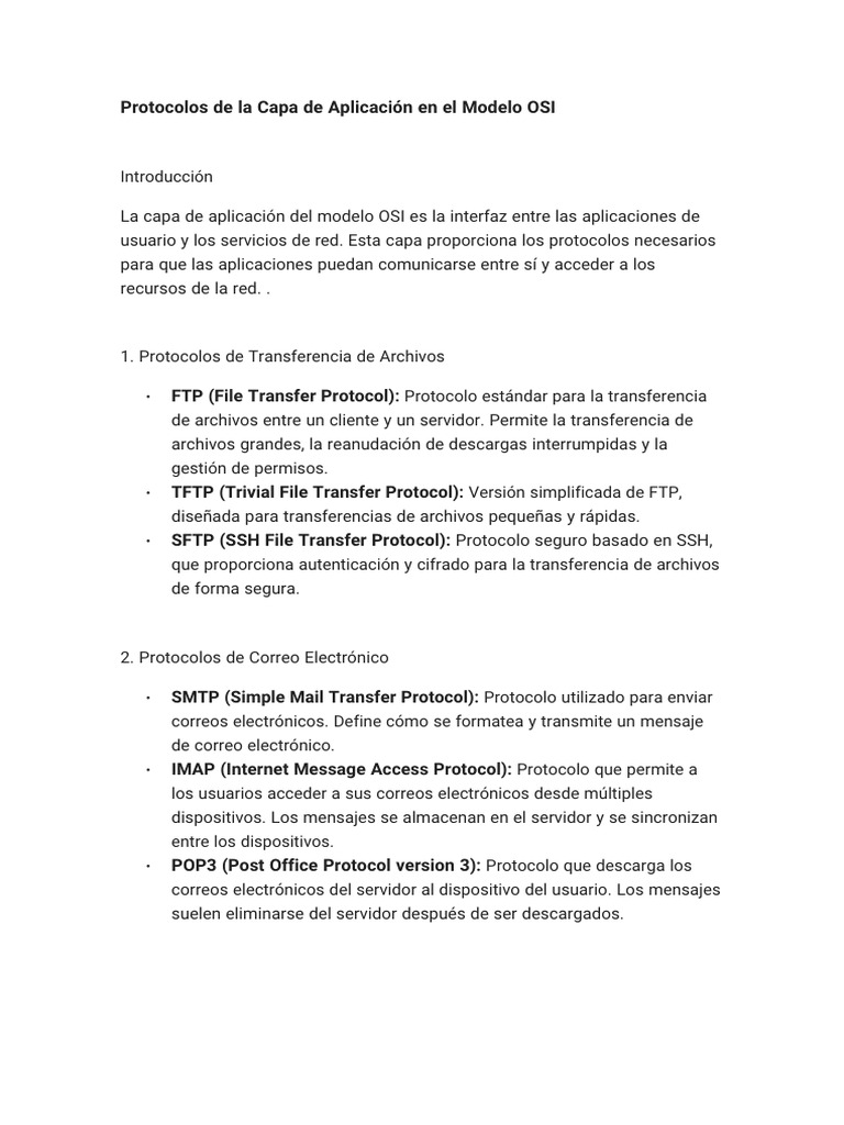 Protocolos de La Capa de Aplicación en El Modelo OSI | PDF