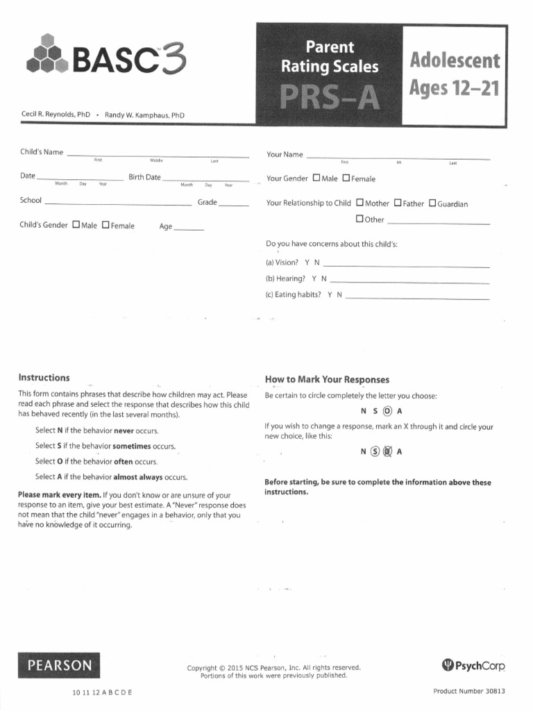 BASC-III (Ages 12-21) | PDF