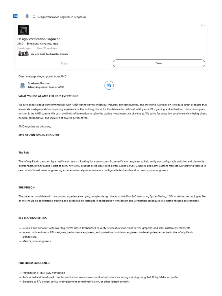 AMD Hiring Design Verification Engineer in Bengaluru, Karnataka, India ... AMD Hiring Design Verification Engineer in Bengaluru, Karnataka, India ...