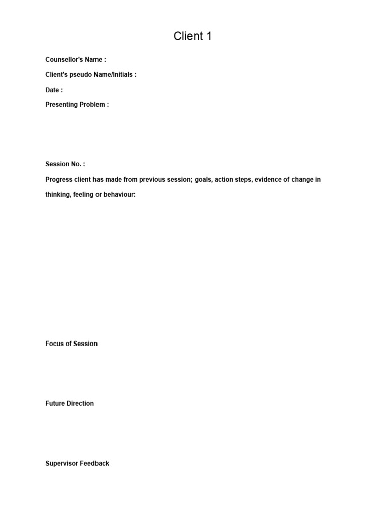Progress Notes Client 1 | PDF