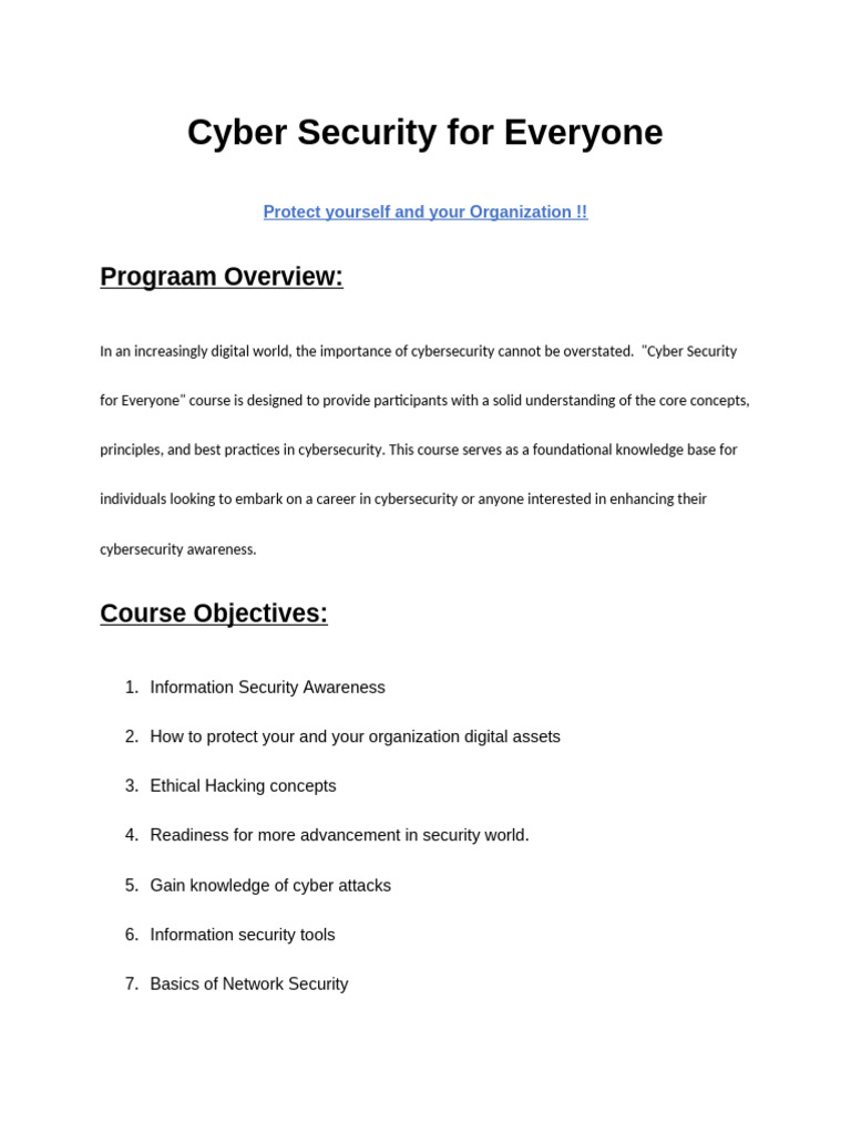 Cyber Security Course Outline | PDF