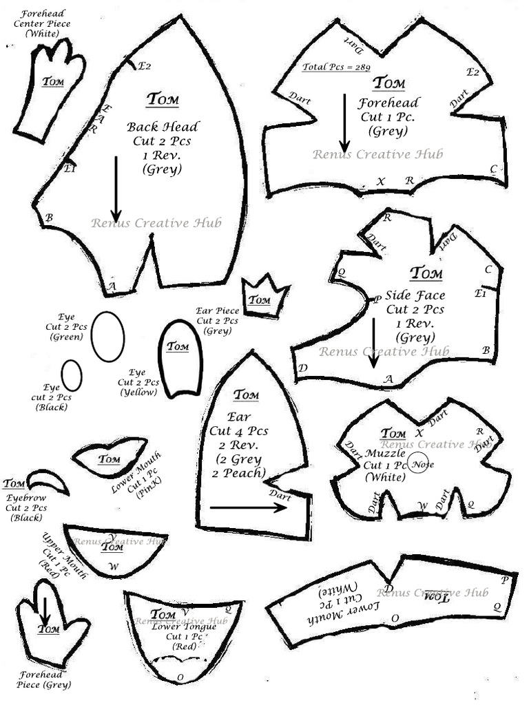 Back Head Cut 2 Pcs 1 Rev. (Grey) Forehead Cut 1 Pc. (Grey) Renus ...