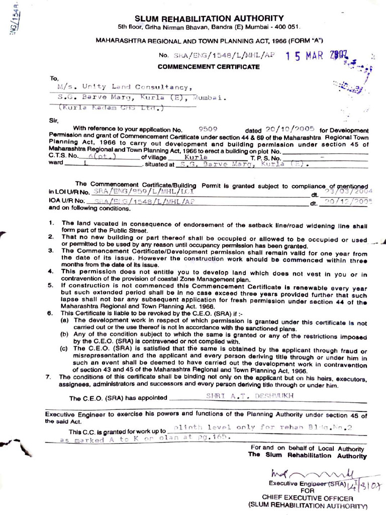 1 Commencement Certificates - NA Order For Plotted Development | PDF
