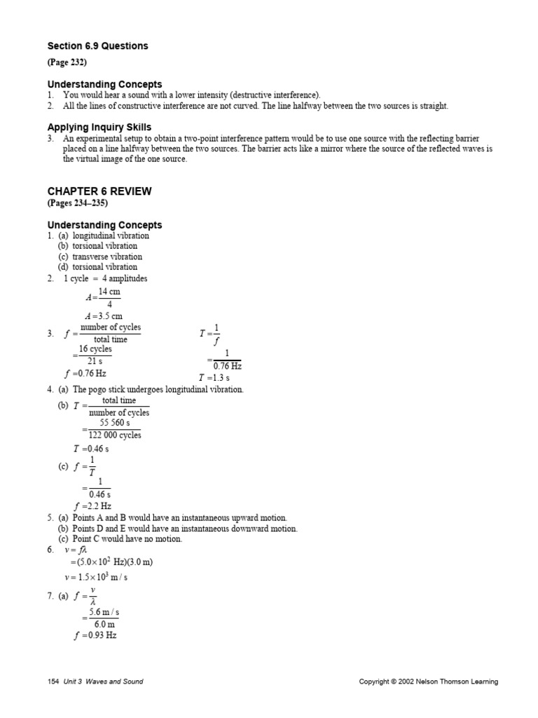 Nelson Physics 11 Chapter 6 Review - Solution | PDF