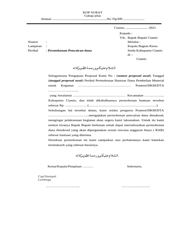 Contoh PROPOSAL PENCAIRAN Hibah Keagamaan 2024 | PDF