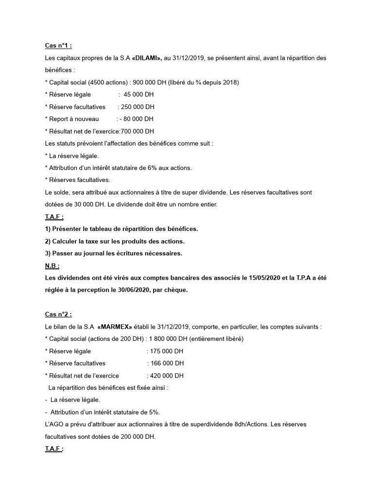 Affectation Des Résultats | PDF