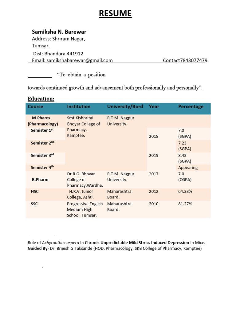 Samiksha Resume | PDF