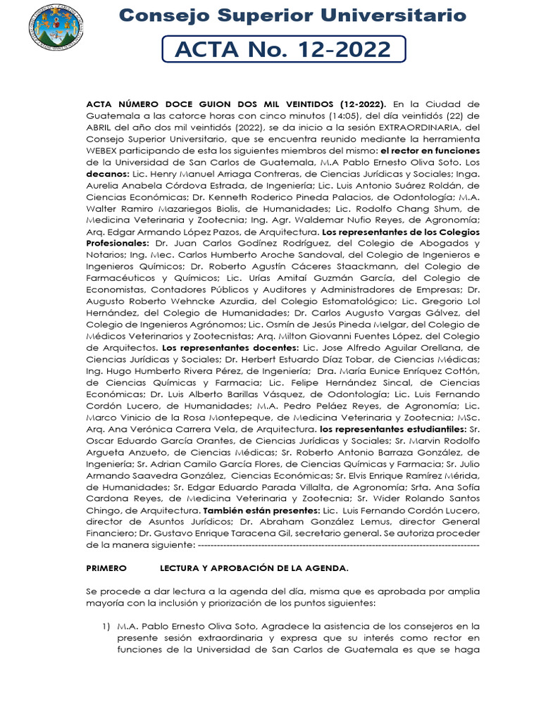 ACTA No. 12-2022 | PDF