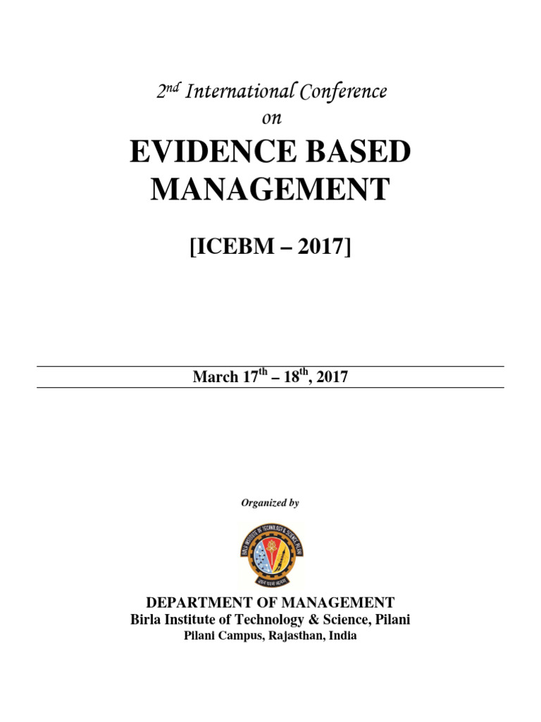 Evidence Based Management Icebm 2017 Dep | PDF
