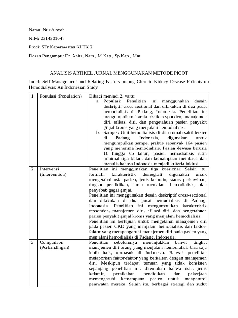 Analisis Artikel Jurnal Menggunakan Metode Picot | PDF